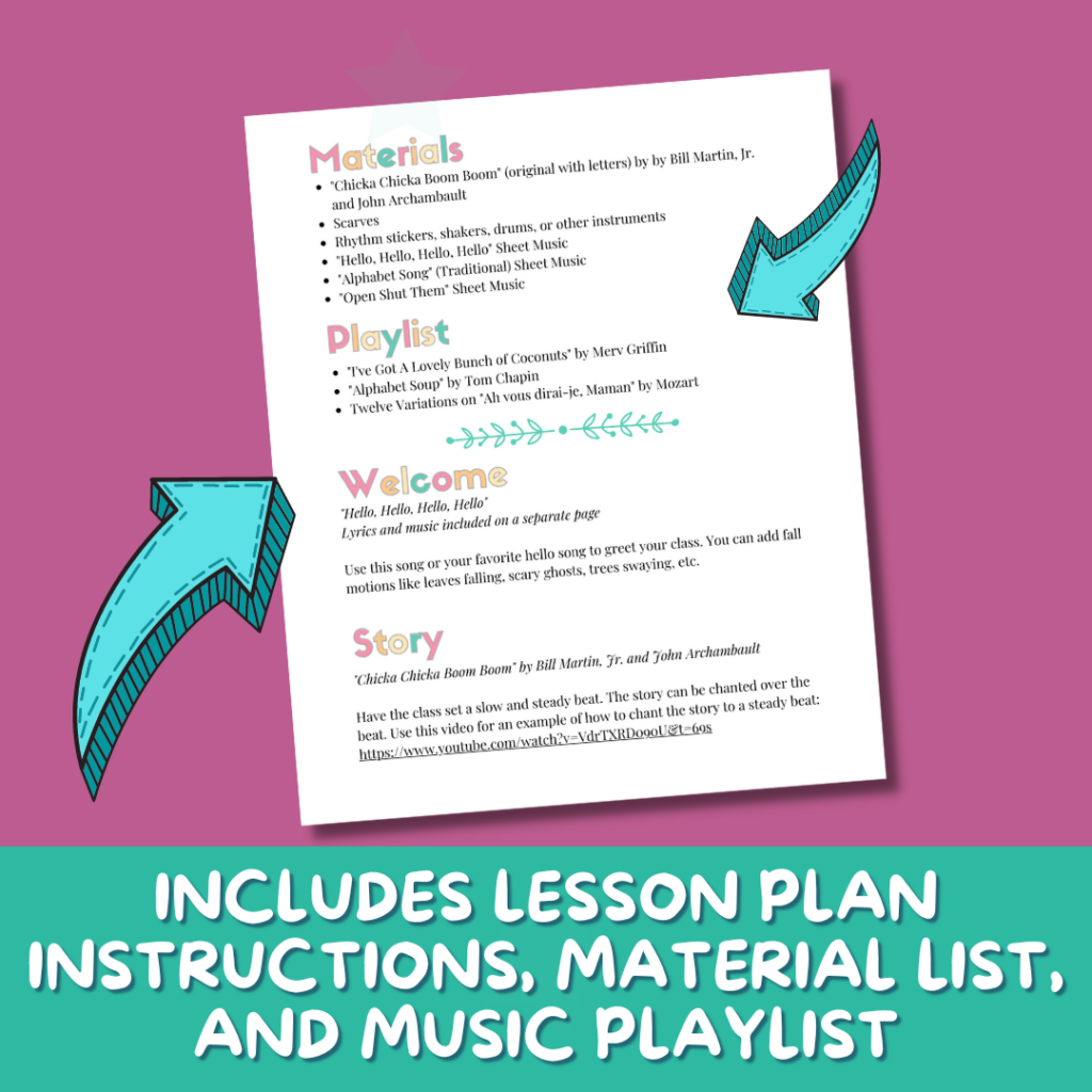 Preschool Music Lesson Plan | Chicka Chicka Boom Boom | Music and ...