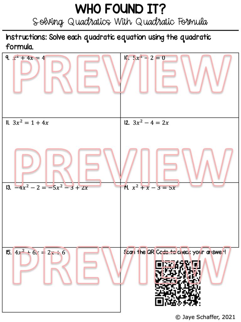 Solving Quadratics using Quadratic Formula Clue Mystery Activity | Made ...
