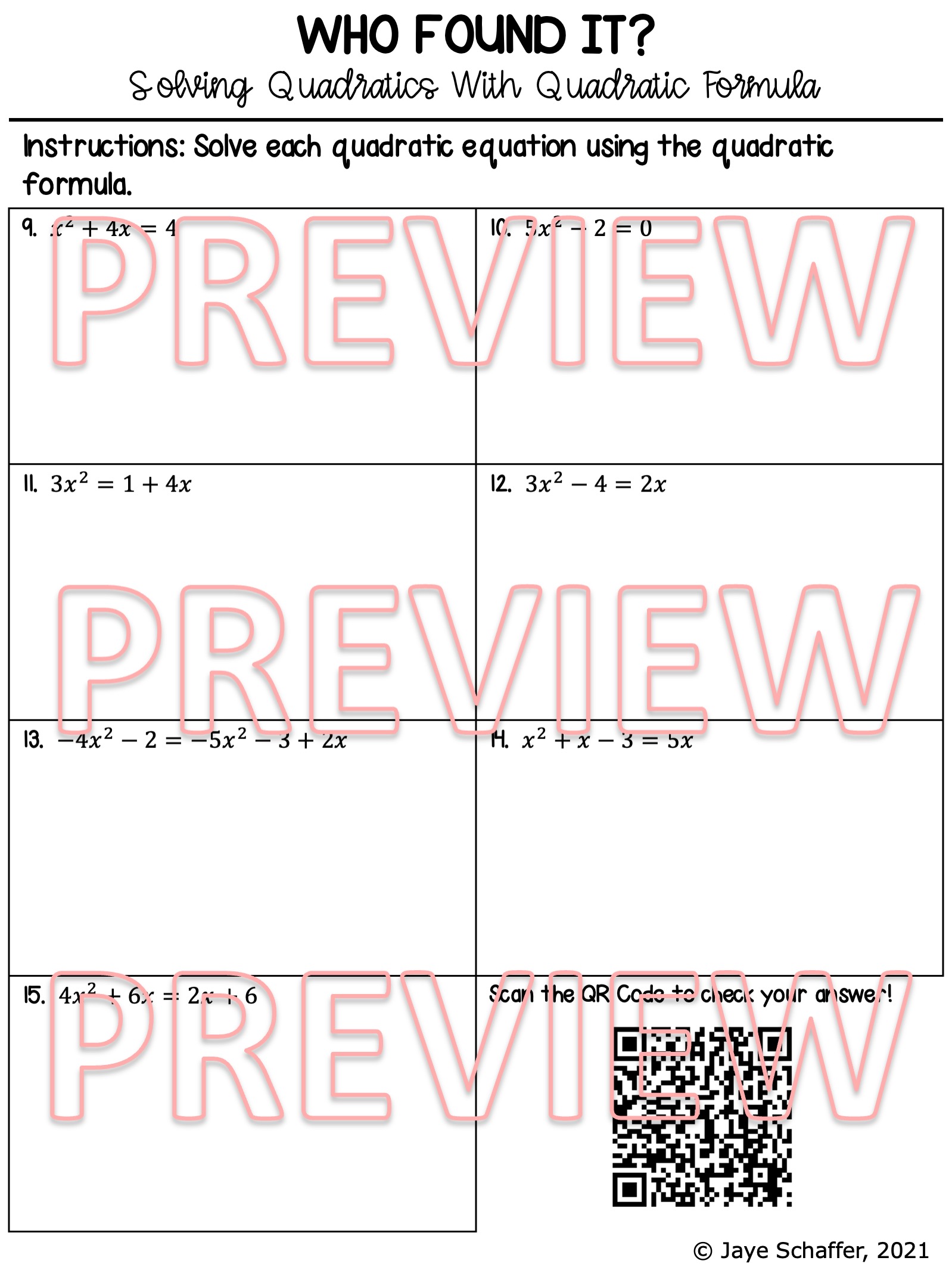 Solving Quadratics using Quadratic Formula Clue Mystery Activity | Made ...