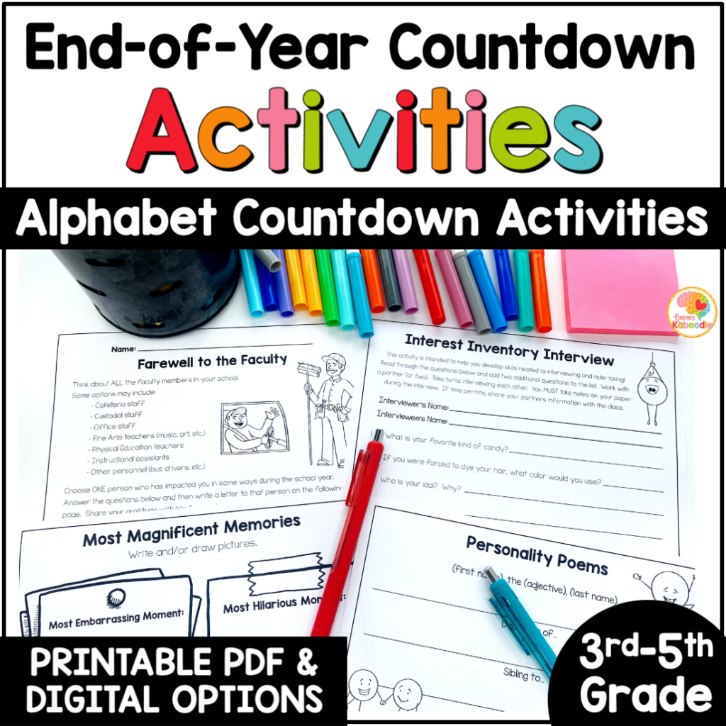 ABC Countdown to Summer | Alphabet End of Year Countdown to Summer for ...