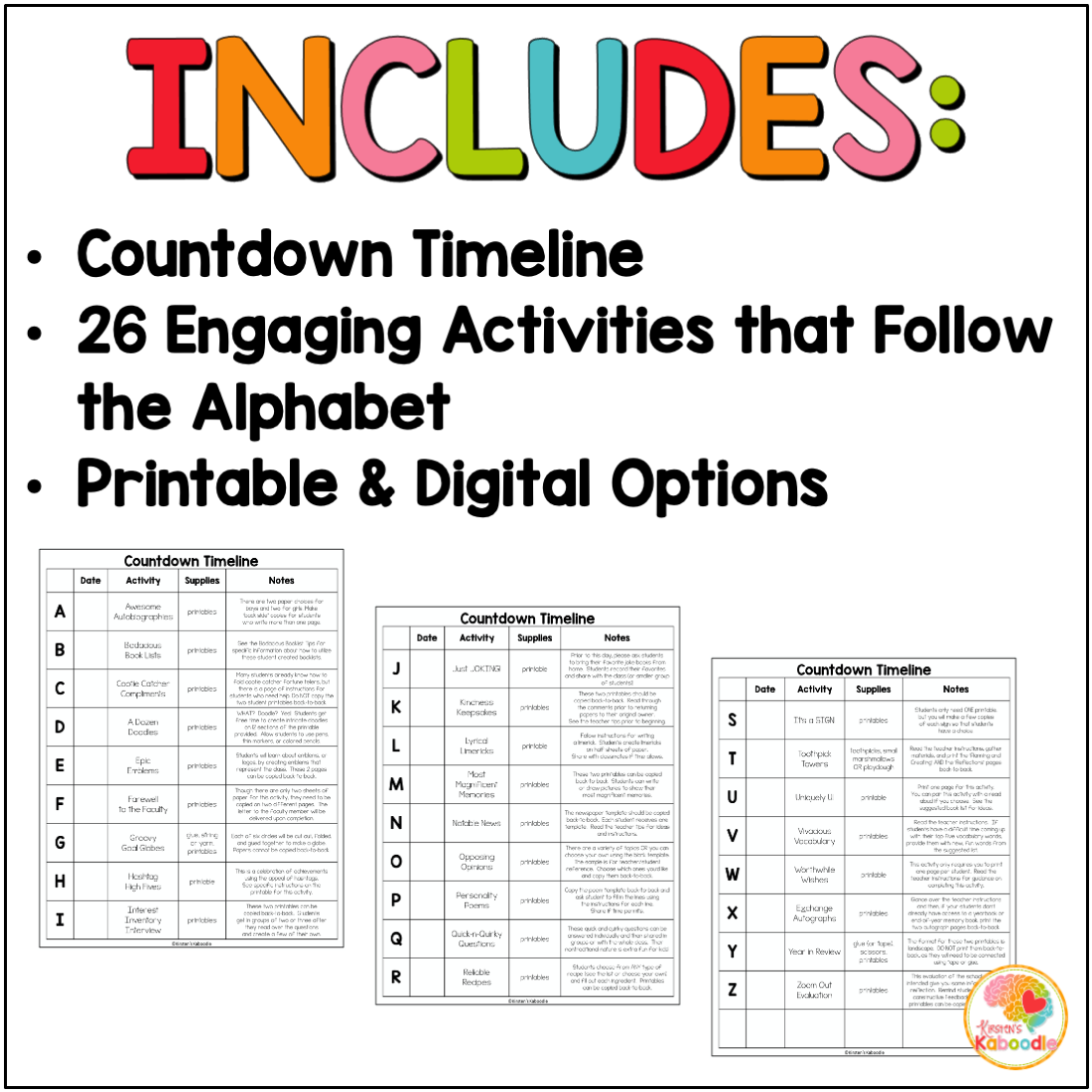 ABC Countdown to Summer | Alphabet End of Year Countdown to Summer for ...