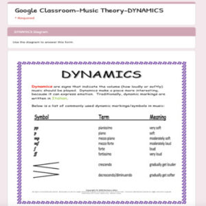 Google Classroom DIGITAL Music Theory Lesson 43: Dynamics - Self ...