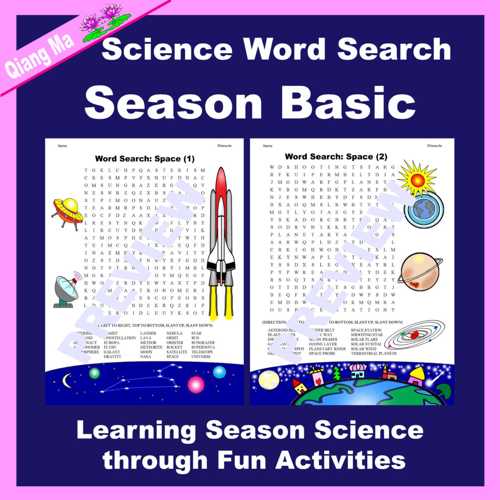 Science Word Search: Seasons 5 in 1 Bundle | Made By Teachers