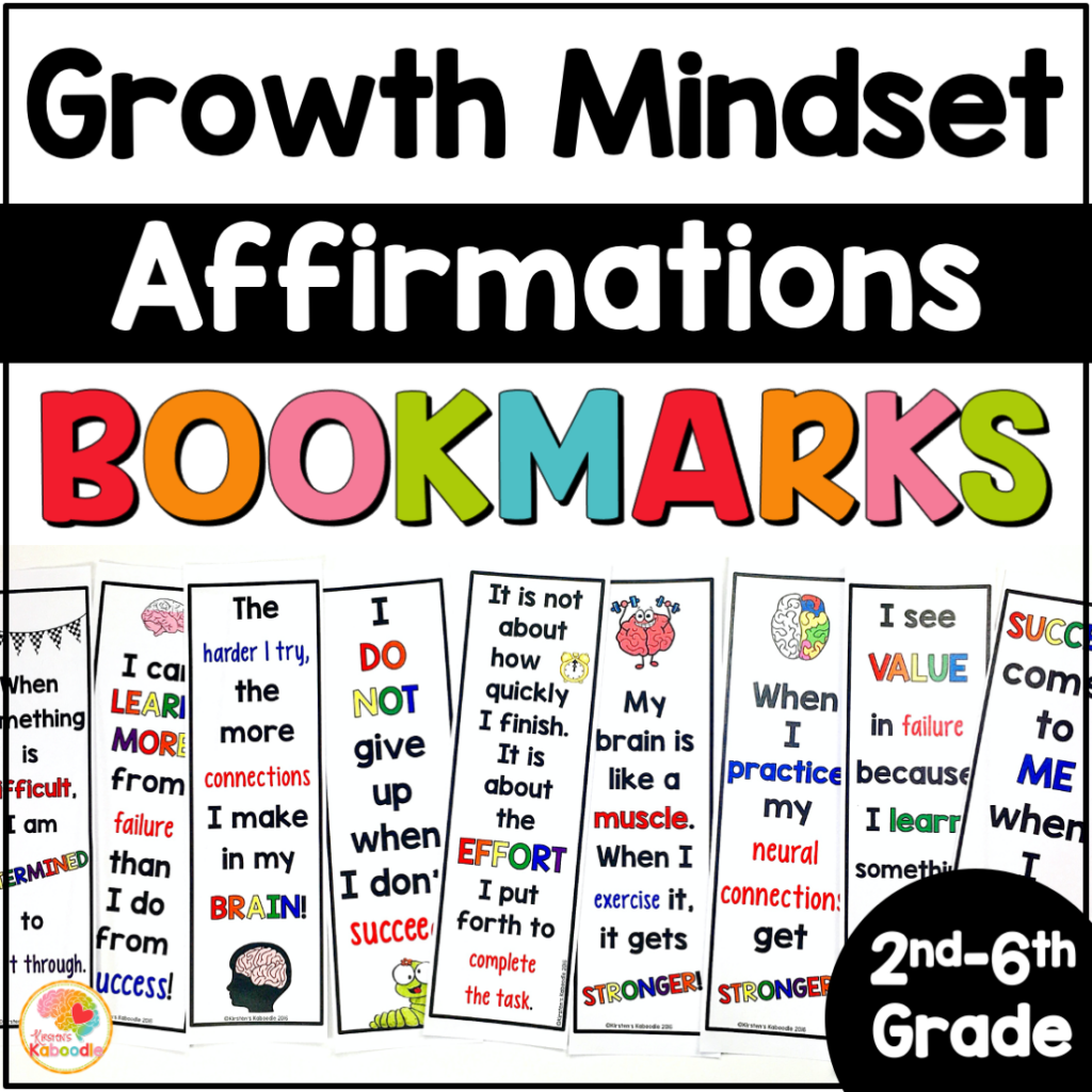 Growth Mindset Bookmarks Positive Affirmations and Self-Talk for Kids ...
