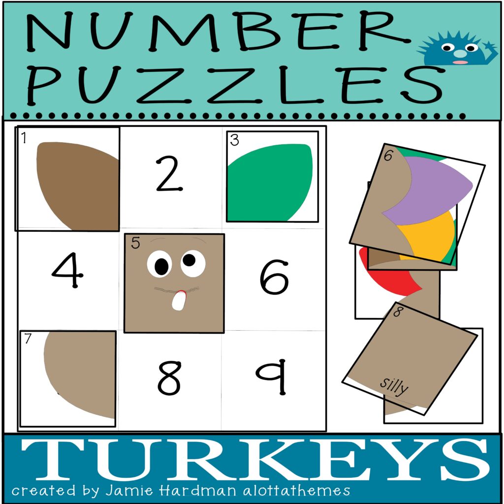 Kindergarten Math Number sense activities Puzzles 1 - 20 with Turkeys ...