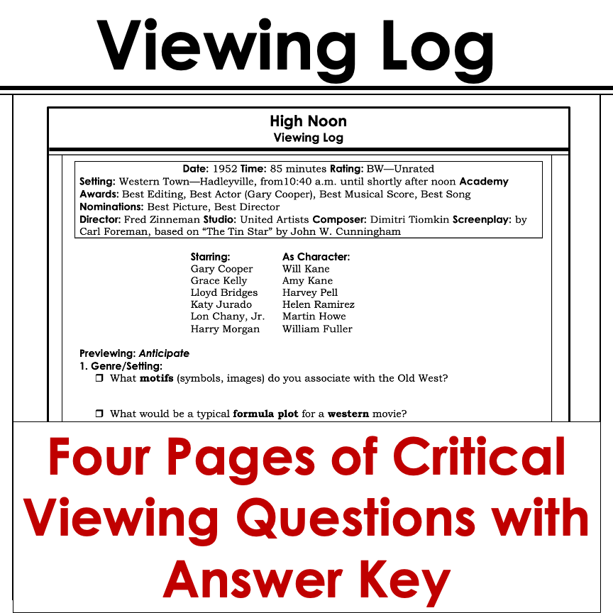 High Noon 1952 - Film Analysis Guide with Western Slideshow - Print ...
