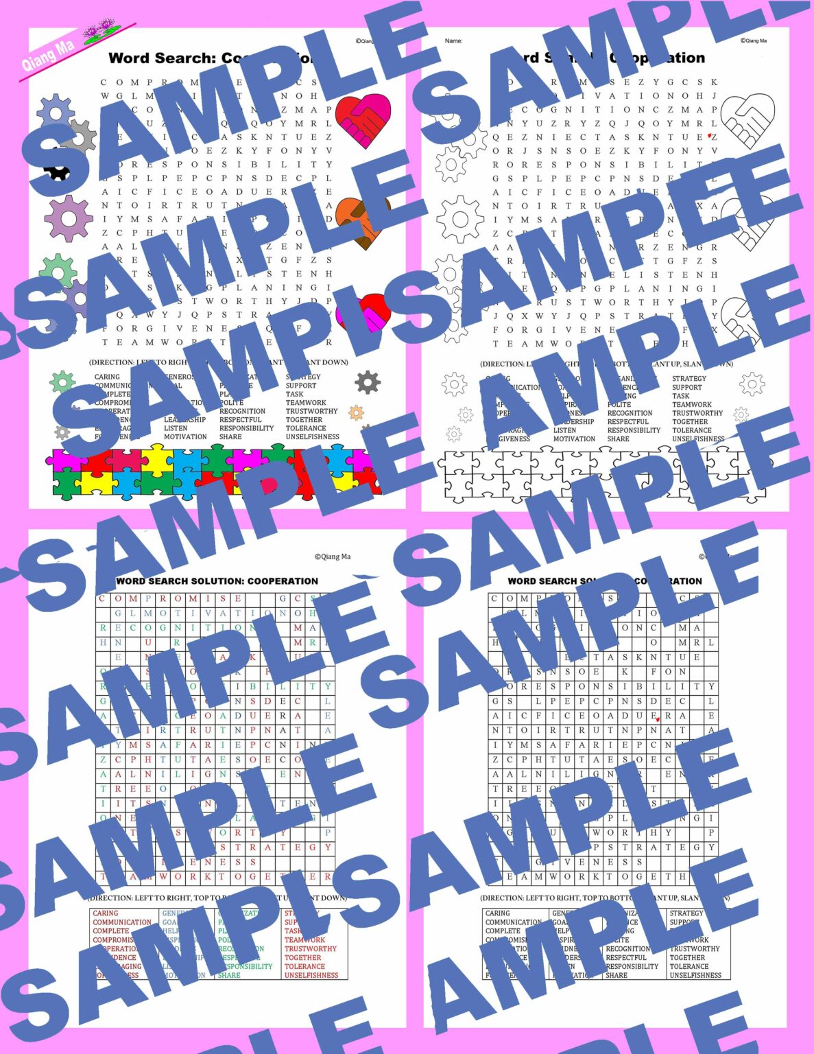 Character Education Word Search: Cooperation | Made By Teachers