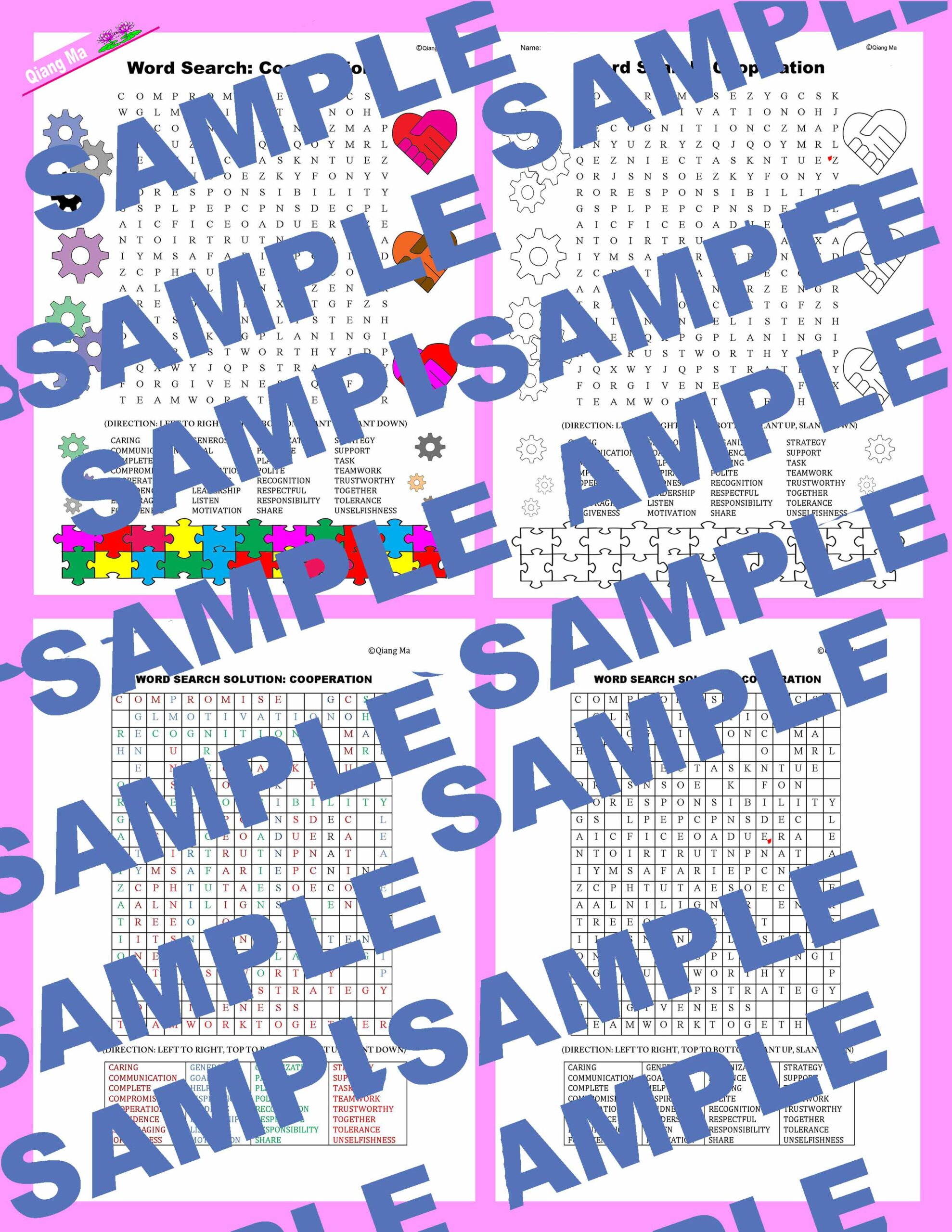 Character Education Word Search: Cooperation | Made By Teachers