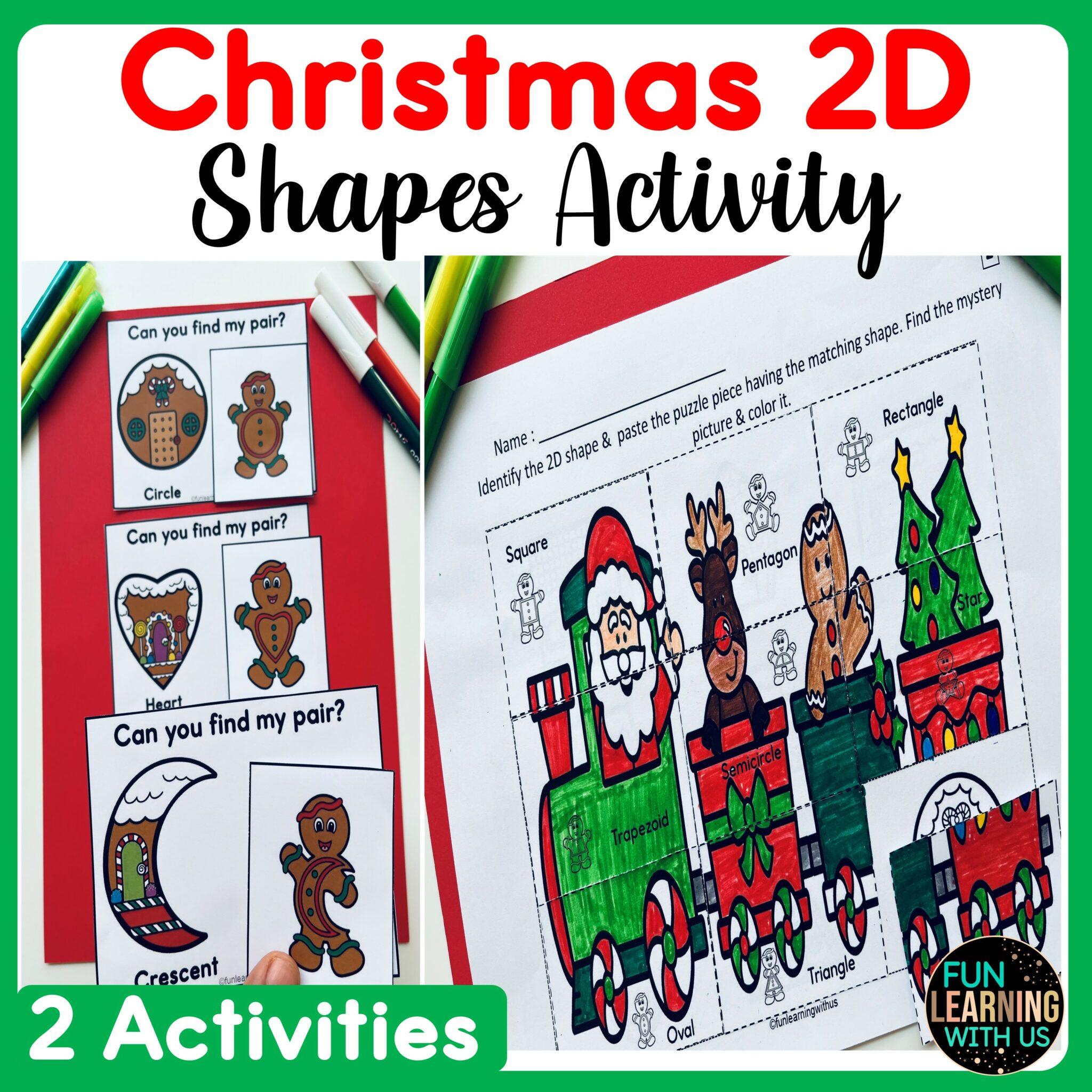 Christmas 2D Shapes Activity | Gingerbread man & Gingerbread House ...