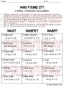 Solving Compound Inequalities Clue Mystery Activity | Made By Teachers