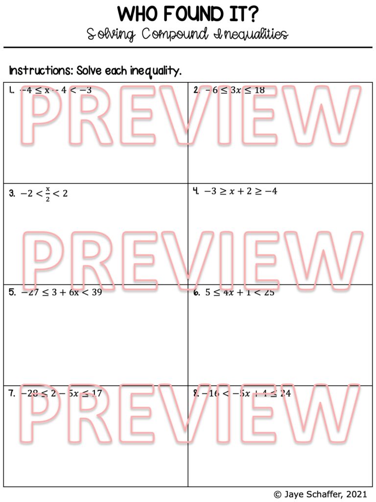 Solving Compound Inequalities Clue Mystery Activity | Made By Teachers