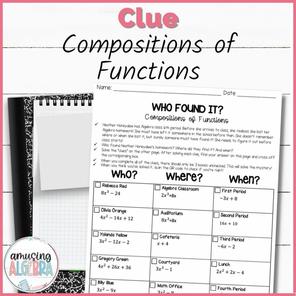 Function Compositions Clue Mystery Activity | Made By Teachers