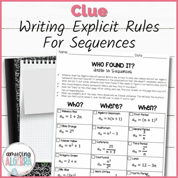 Writing Rules for Sequences Clue Mystery Activity - Made By Teachers
