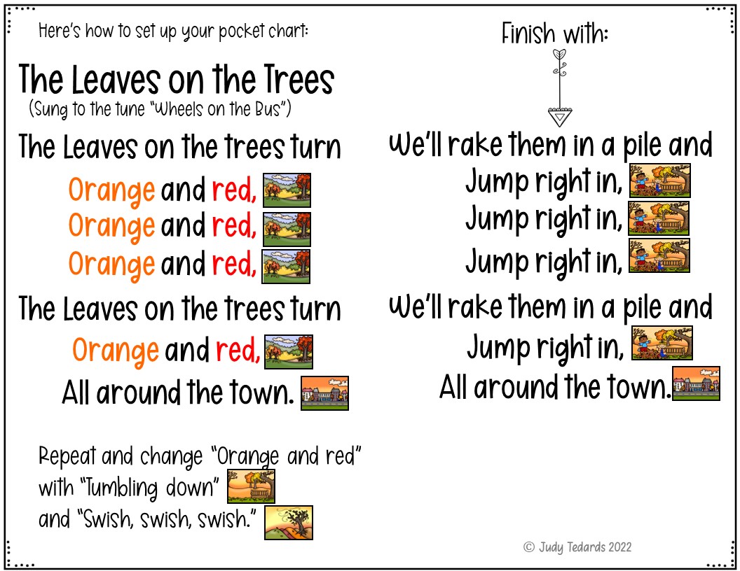 The Leaves on the Trees {Pocket Chart Song} | Made By Teachers
