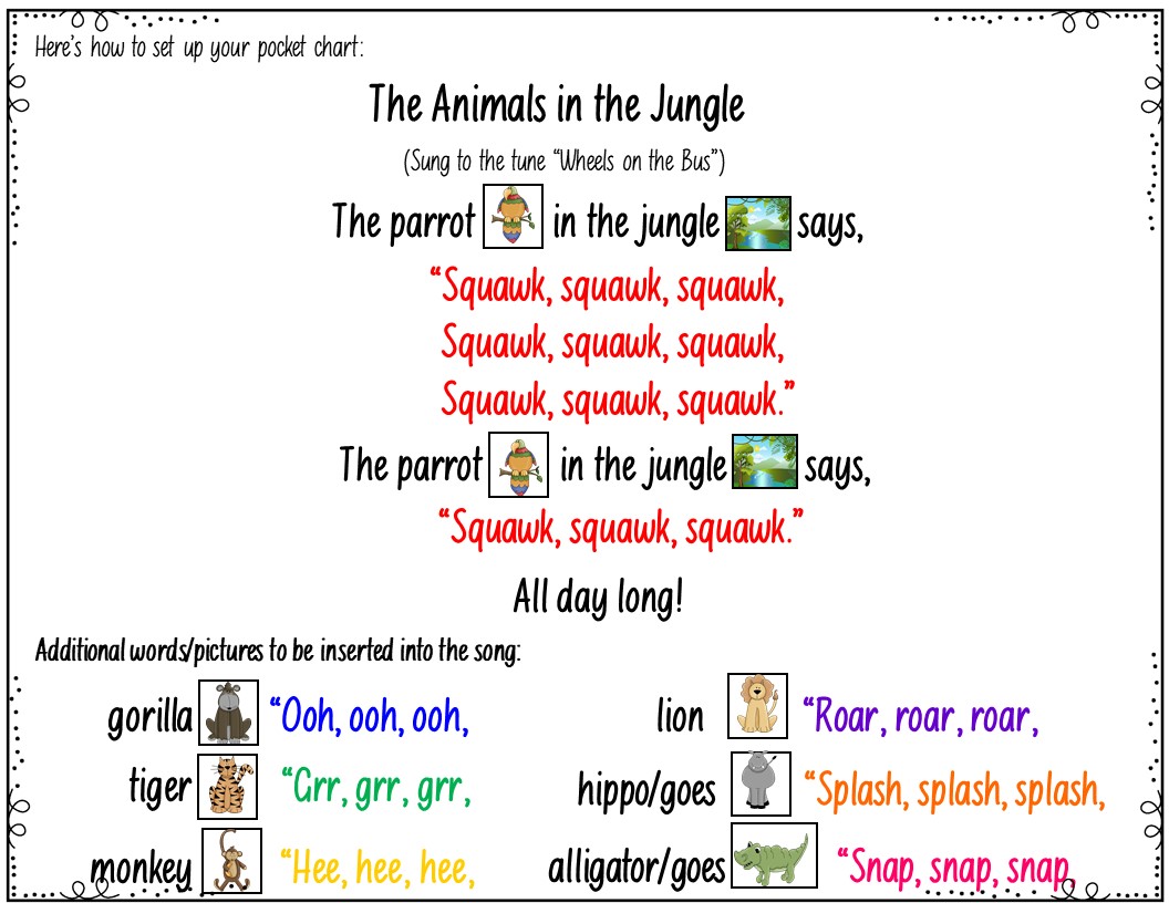 The Animals in the Jungle {Pocket Chart Song} | Made By Teachers