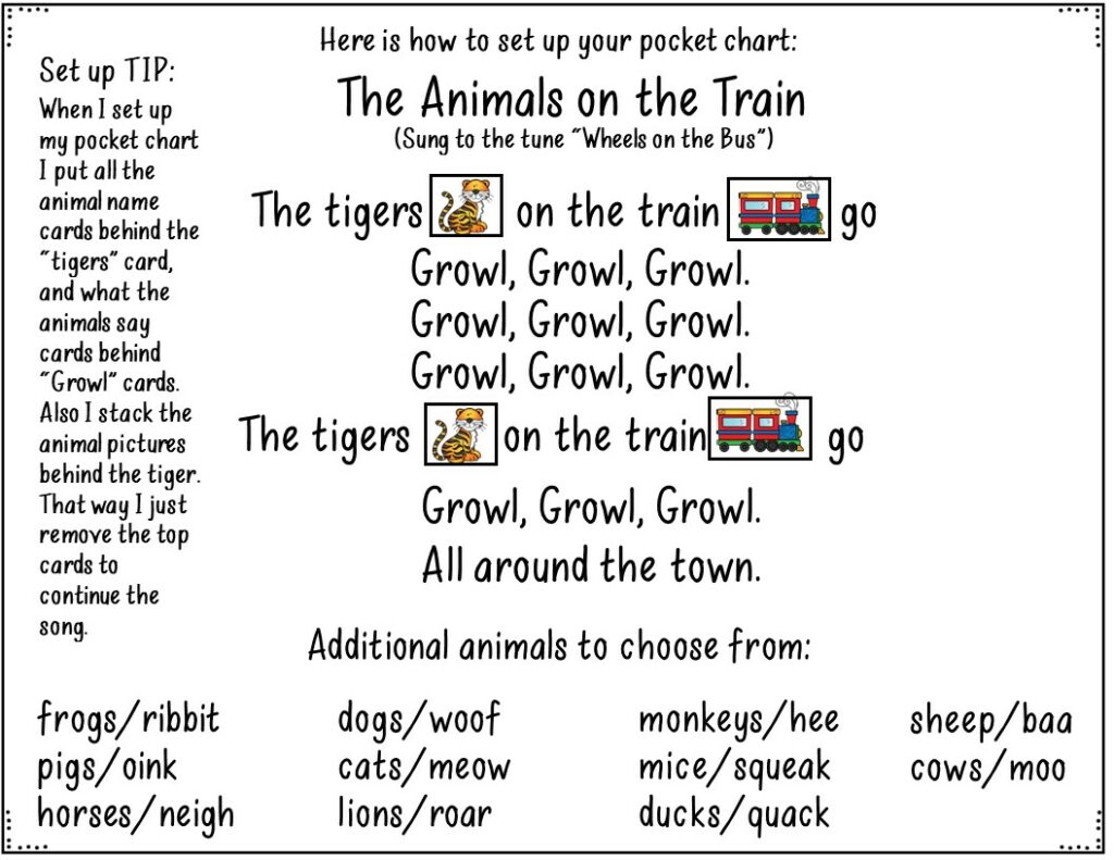 The Animals on the Train {Pocket Chart Song} | Made By Teachers