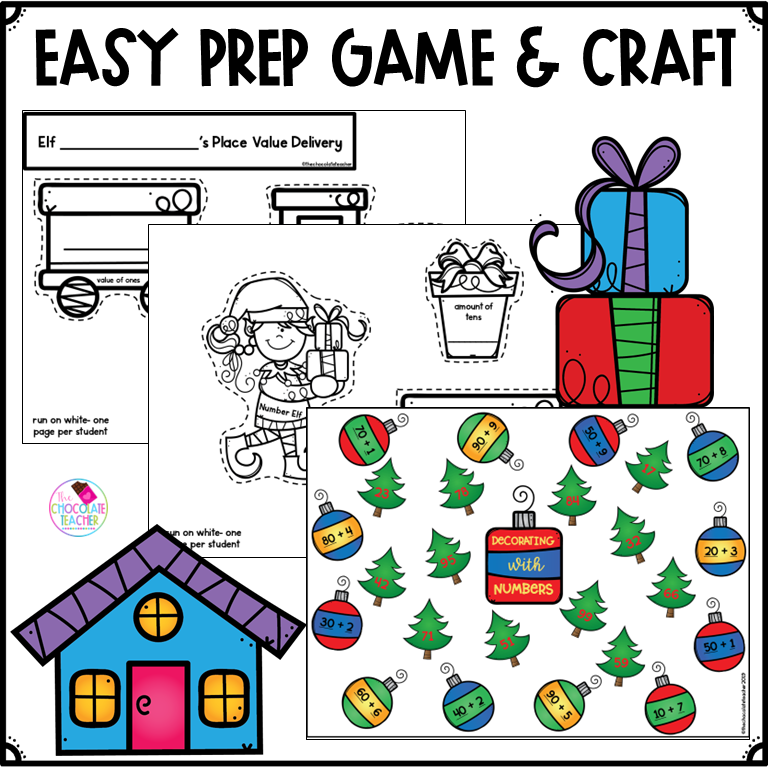 Place Value Tens and Ones - Christmas Math Center - Game - Craft | Made ...