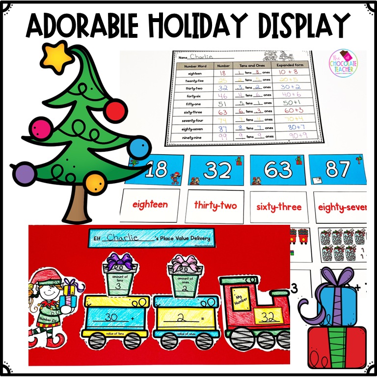 Place Value Tens and Ones - Christmas Math Center - Game - Craft | Made ...