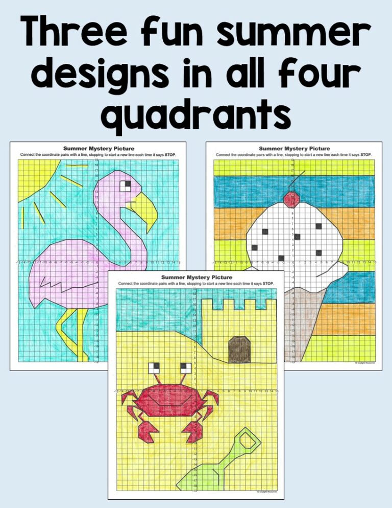 Summer Coordinate Plane Graphing Pictures in Four Quadrants | Made By ...