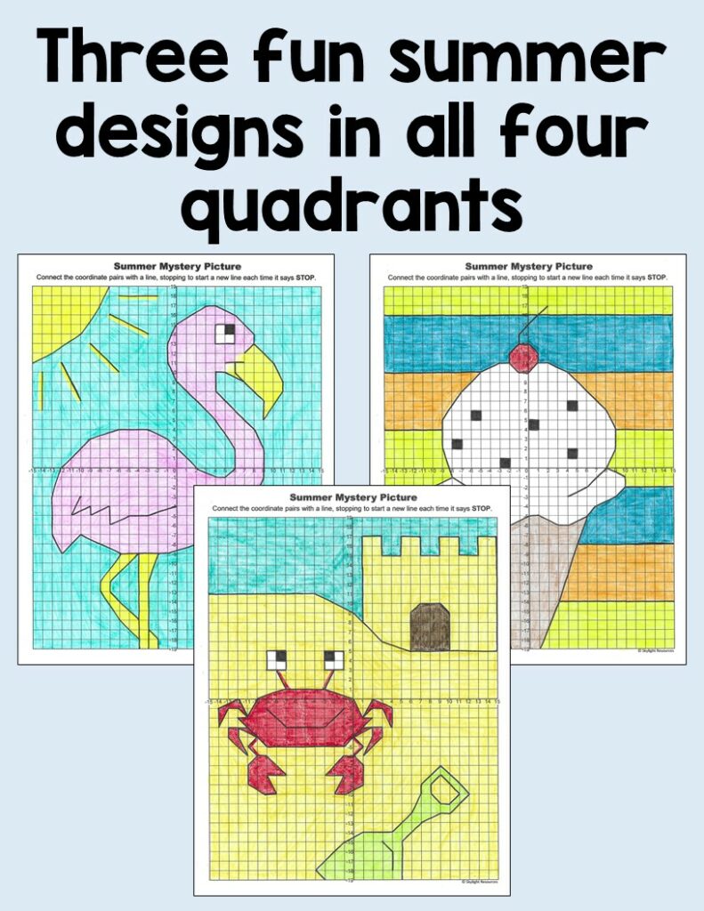 Summer Coordinate Plane Graphing Pictures in Four Quadrants | Made By ...