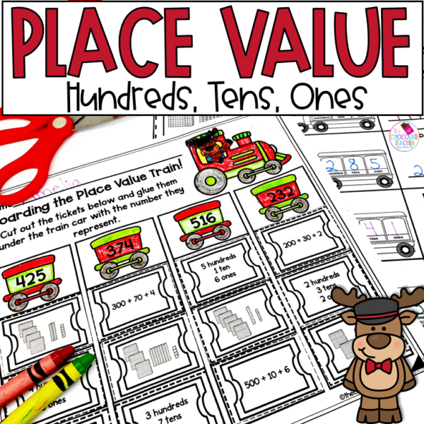 Christmas Math - Place Value Craft - Worksheets - Hundreds Tens and ...
