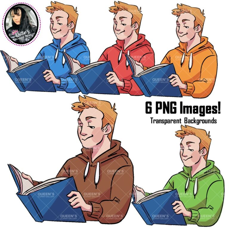 Teen Reading Clipart / Cartoon Sketch / Illustration / Reading Clipart ...