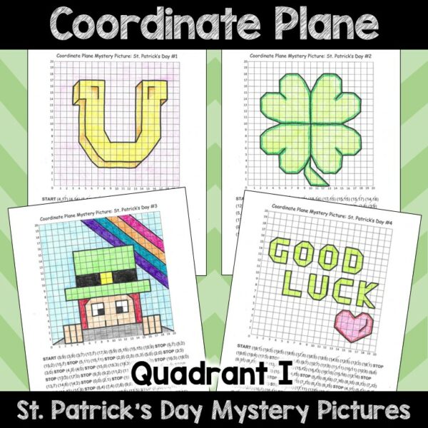 St. Patrick's Day Coordinate Plane Mystery Pictures in Quadrant I ...