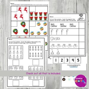 No Prep Christmas Math Cut and Paste Worksheets Numbers 1-20 | Made By ...