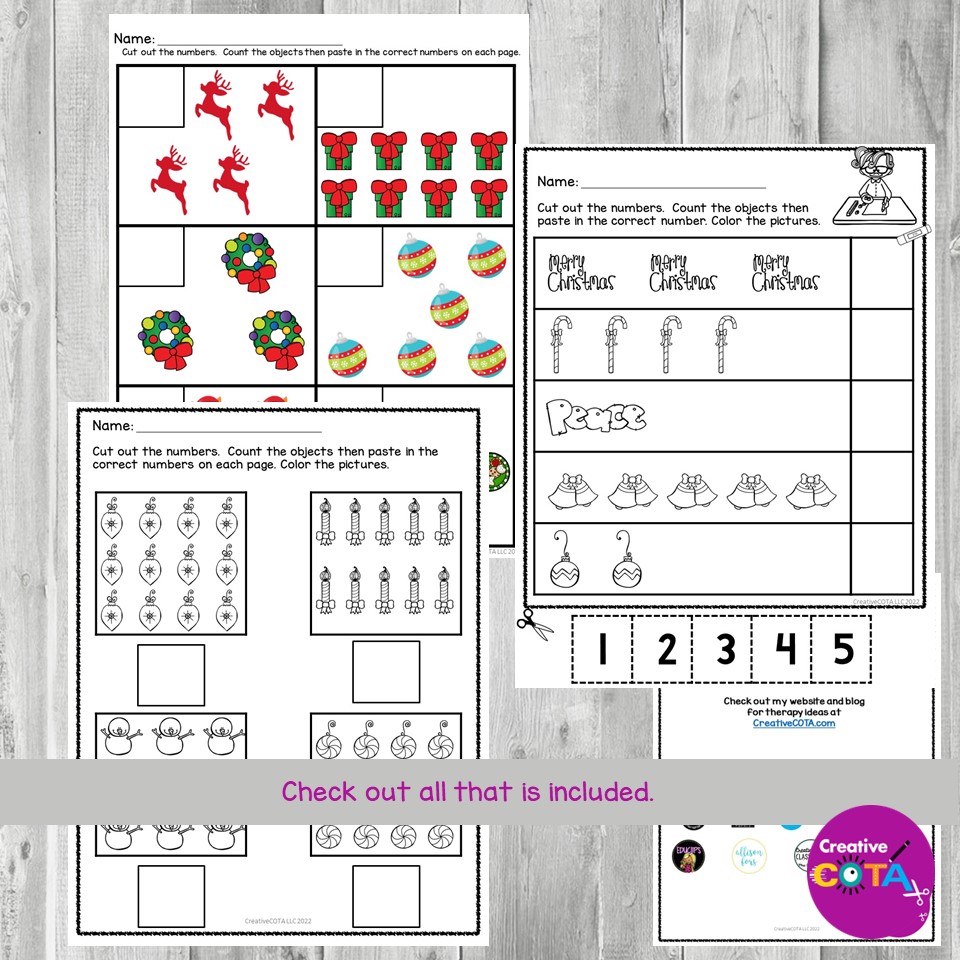 No Prep Christmas Math Cut and Paste Worksheets Numbers 1-20 | Made By ...