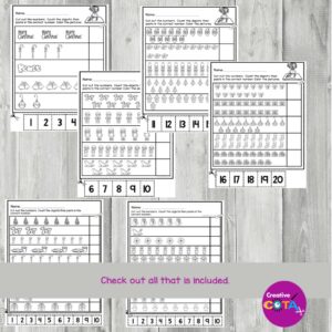 No Prep Christmas Math Cut and Paste Worksheets Numbers 1-20 | Made By ...