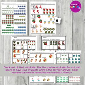 No Prep Christmas Math Cut and Paste Worksheets Numbers 1-20 | Made By ...