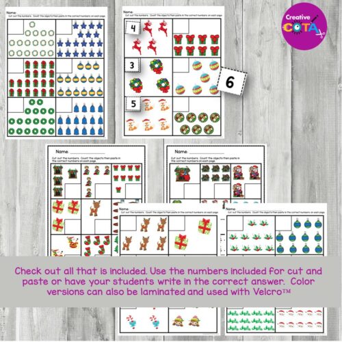 No Prep Christmas Math Cut and Paste Worksheets Numbers 1-20 - Made By ...