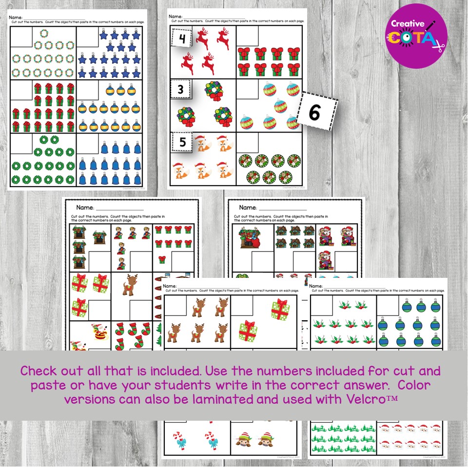 No Prep Christmas Math Cut and Paste Worksheets Numbers 1-20 | Made By ...