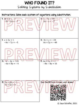 Solving Systems by Substitution Clue Mystery Activity | Made By Teachers