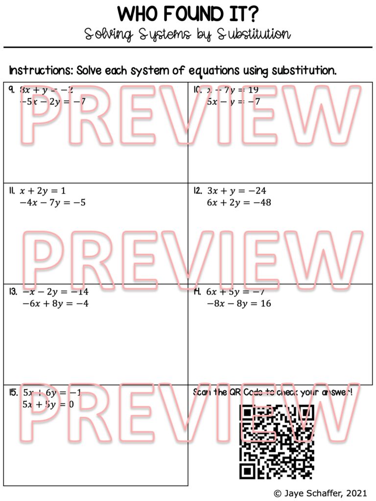 Solving Systems by Substitution Clue Mystery Activity | Made By Teachers