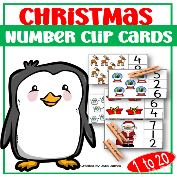 Christmas Number Clip Cards 1 to 20 | Made By Teachers