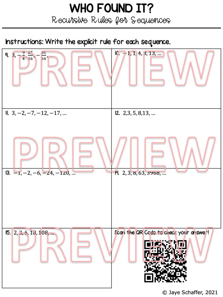 Writing Recursive Rules for Sequences Clue Mystery Activity | Made By ...