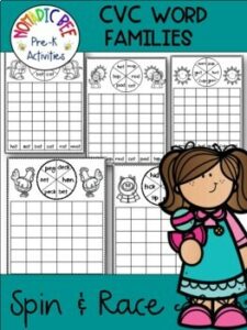 CVC word families Spin & Race Center - Made By Teachers