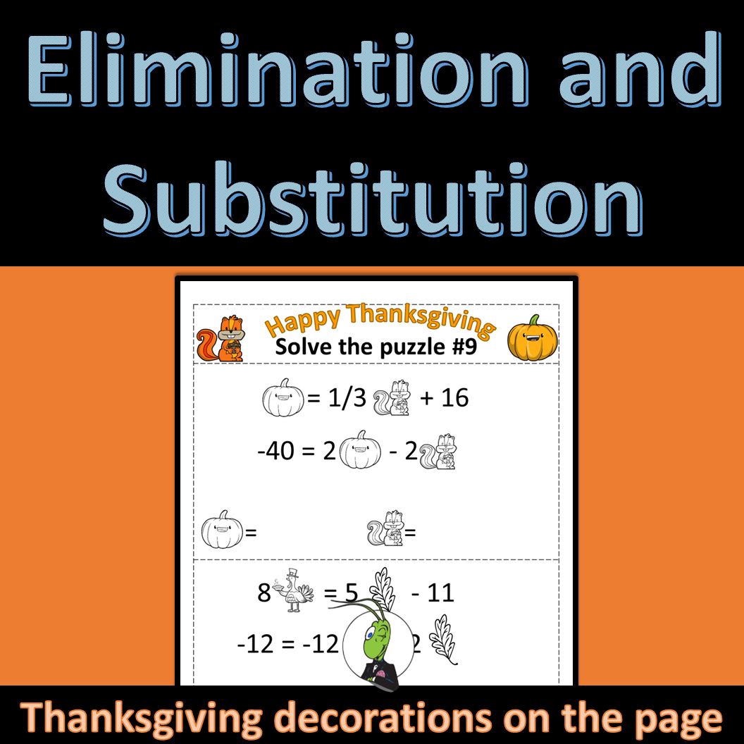 Thanksgiving Systems of Equations | Number Sense Logic Puzzles ...
