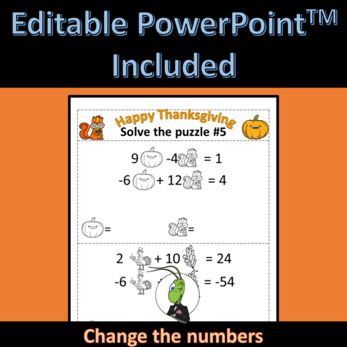 Thanksgiving Systems of Equations | Number Sense Logic Puzzles ...