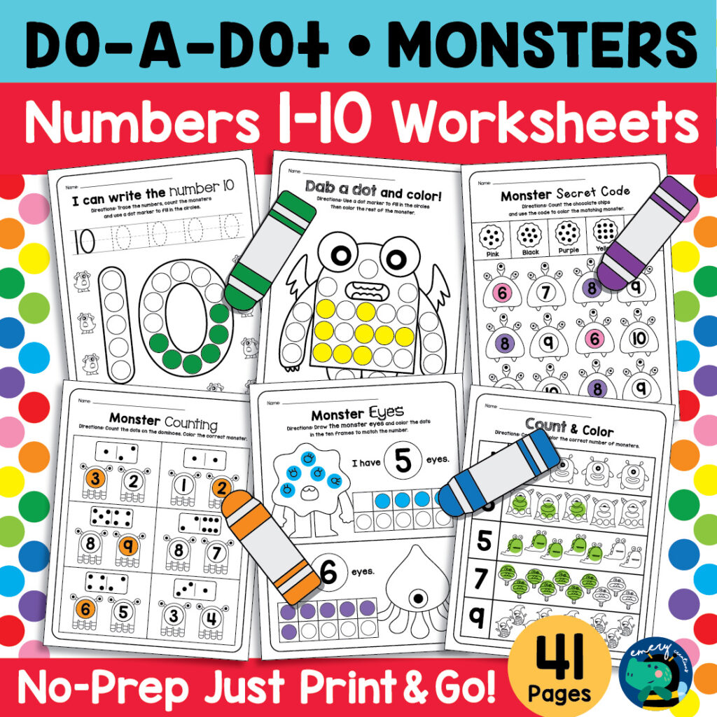 Do-A-Dot Monsters | Numbers 1-10 Worksheets | Made By Teachers