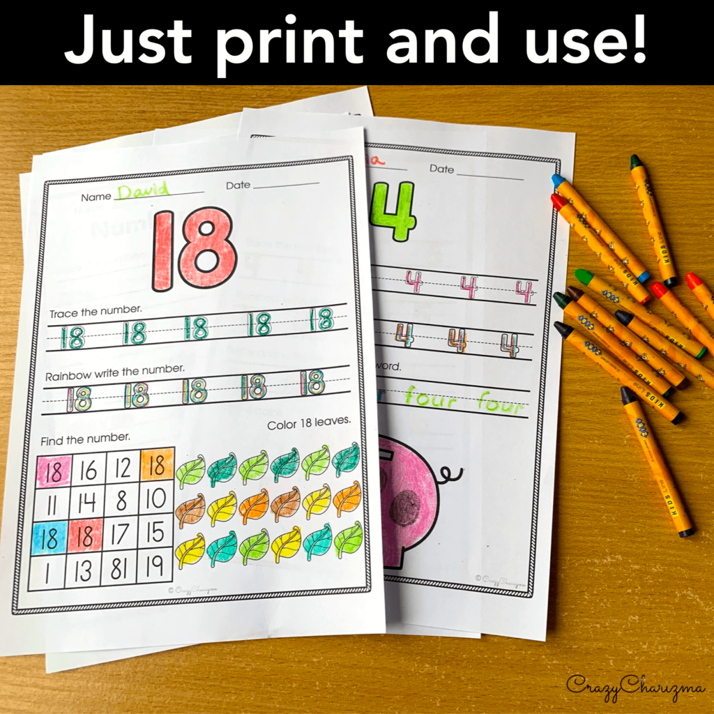 Numbers 1-20 Worksheets Teen Numbers Writing Counting Recognition ...