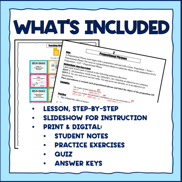 Prepositional Phrases - Graphic Grammar Lesson 2 - Print & Digital ...