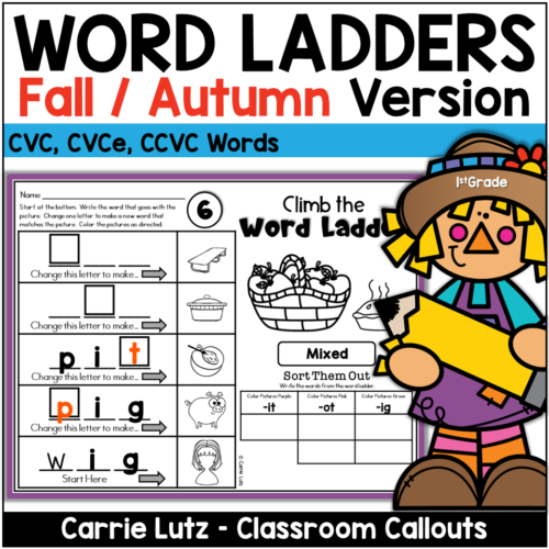 Fall / Autumn Word Ladders - First Grade Phonics | Made By Teachers