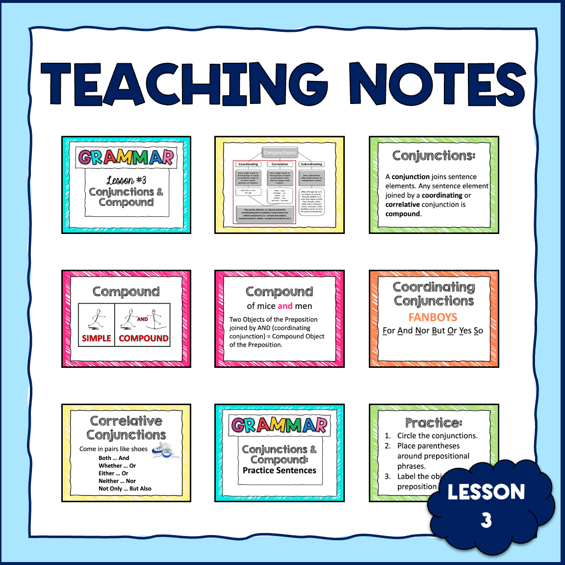 Conjunctions & Compound - Graphic Grammar Lesson 3 - Print & Digital ...