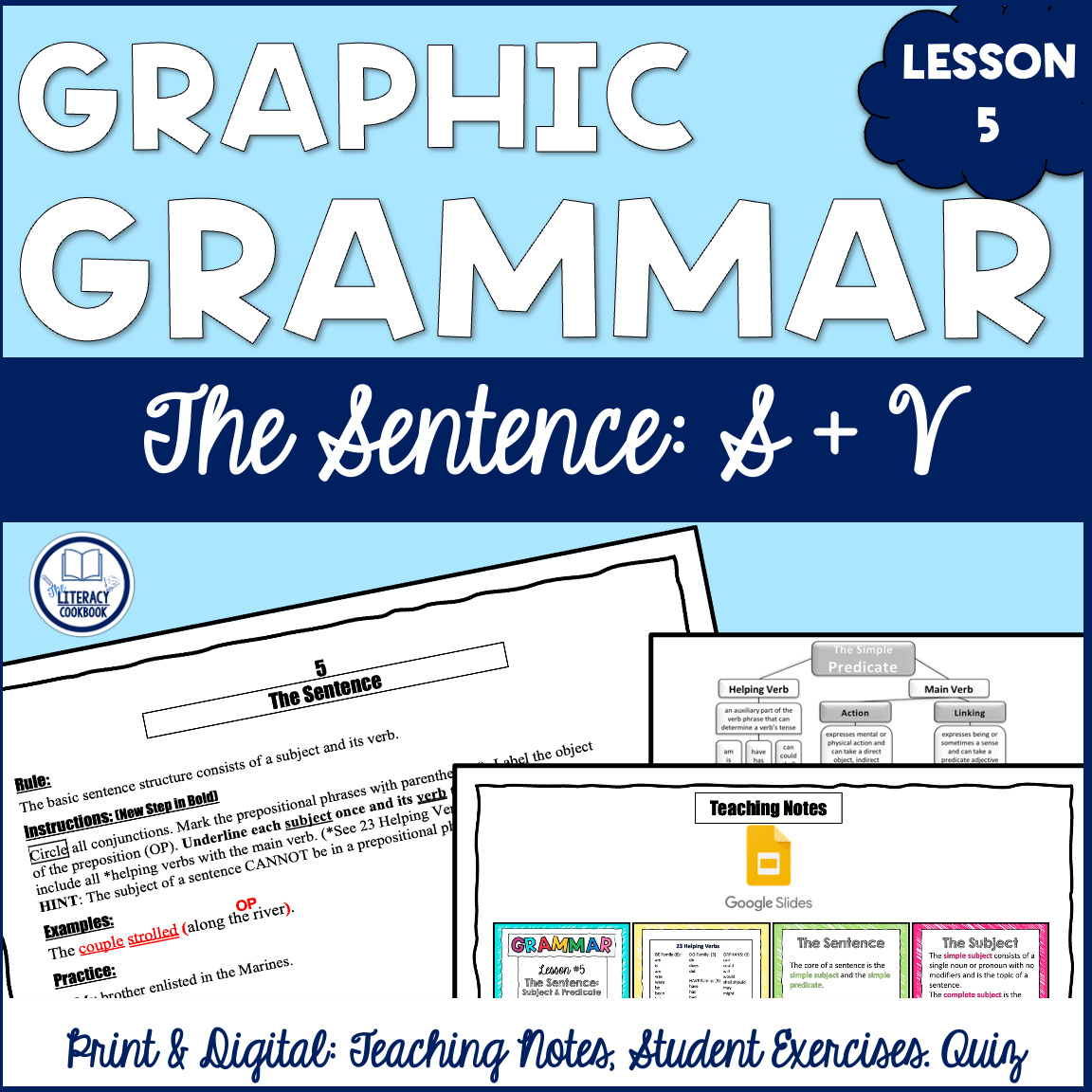 Simple Subject & Predicate - The Sentence - Graphic Grammar Lesson 5 ...