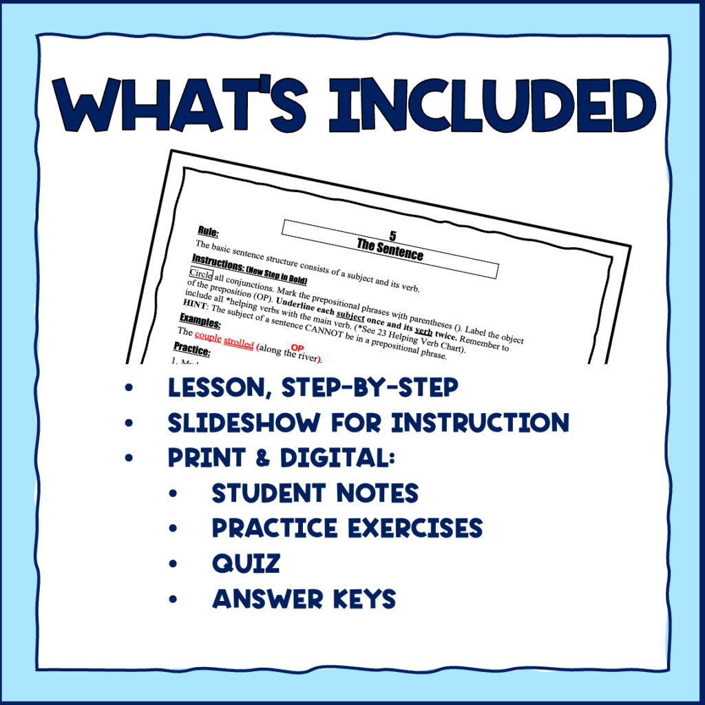 Simple Subject & Predicate - The Sentence - Graphic Grammar Lesson 5 ...