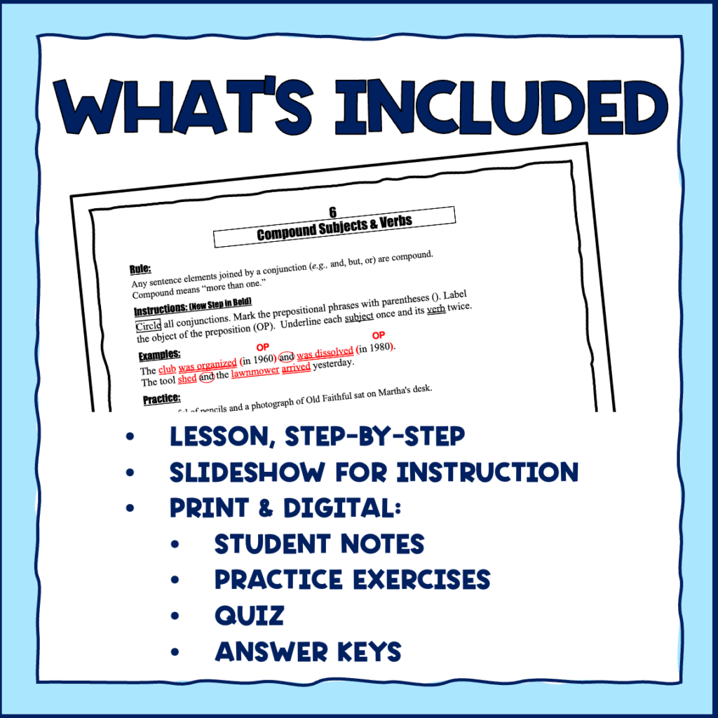 Compound Subjects & Predicates - Graphic Grammar Lesson 6 - Print ...