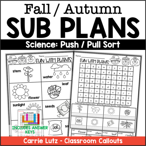 First Grade Sub Plans - Fall / Autumn | Made By Teachers