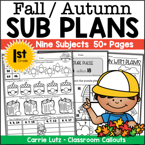 First Grade Sub Plans - Fall / Autumn - Made By Teachers